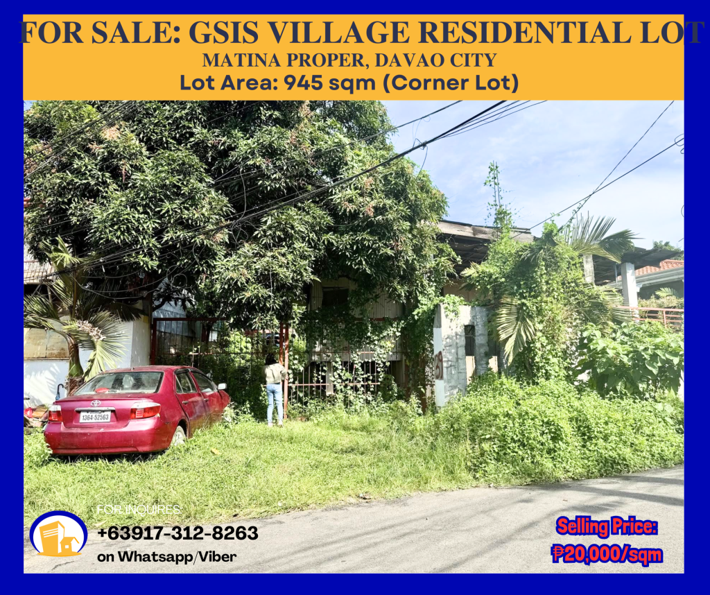 For Sale: 945sqm GSIS Village Residential Lot - Matina Proper Davao ...